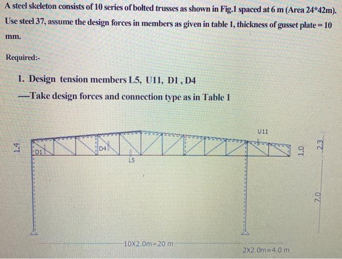 A steel skeleton consists of 10 series of bolted | Chegg.com