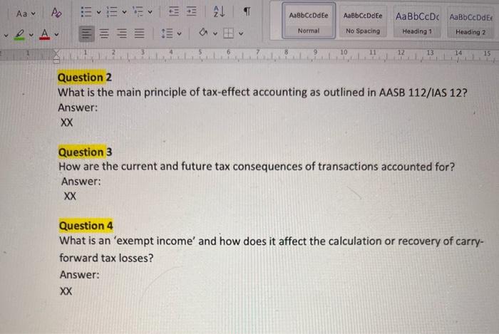 Solved Question 2 What is the main principle of tax-effect | Chegg.com