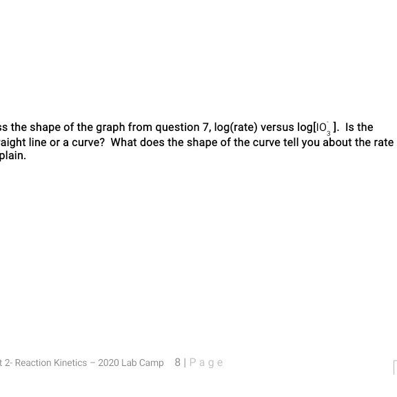 Solved s the shape of the graph from question 7, log(rate) | Chegg.com