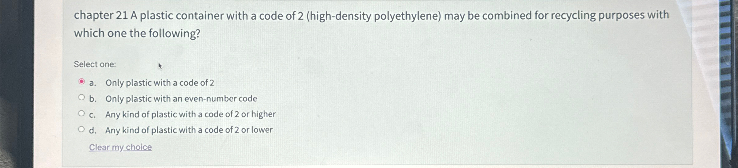 Solved chapter 21 ﻿A plastic container with a code of | Chegg.com