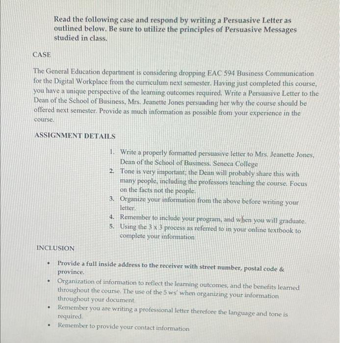 Solved LEARNING OUTCOMES 1. To be able to analyze your | Chegg.com