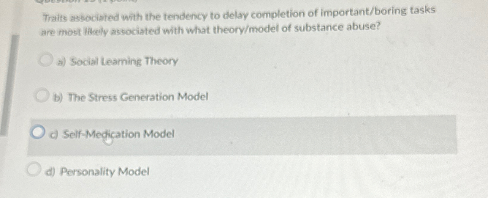 Solved Traits assaciated with the tendency to delay | Chegg.com