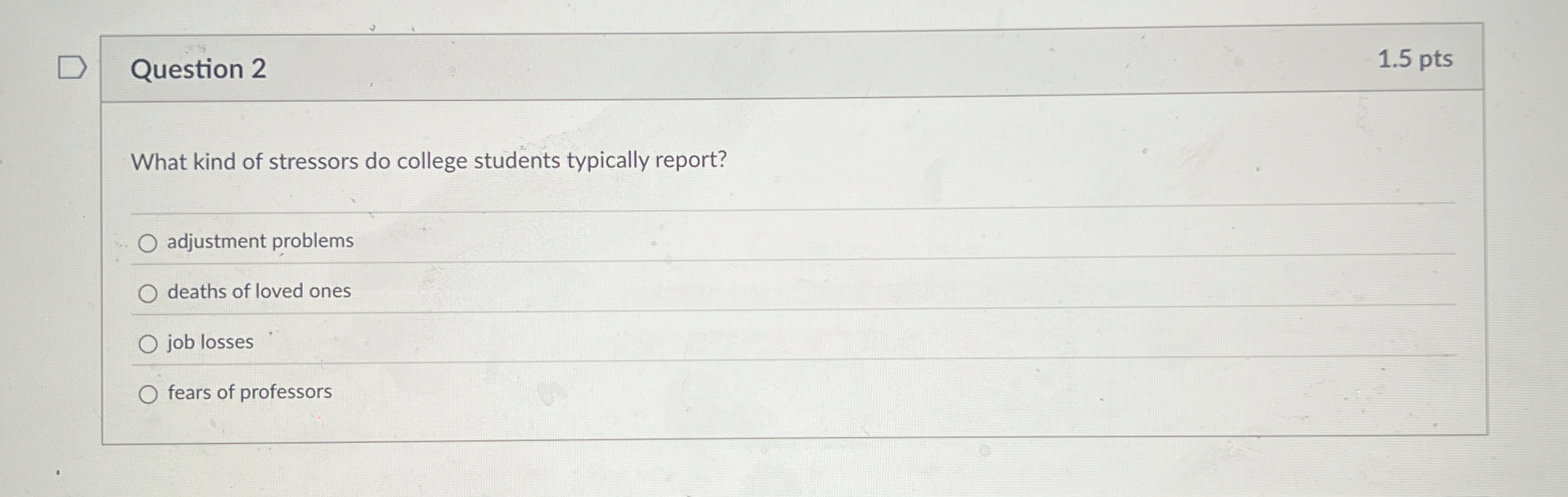 Solved Question 21.5 ptsWhat kind of stressors do college | Chegg.com Solved Question 21.5 ptsWhat kind of stressors do college | Chegg.com