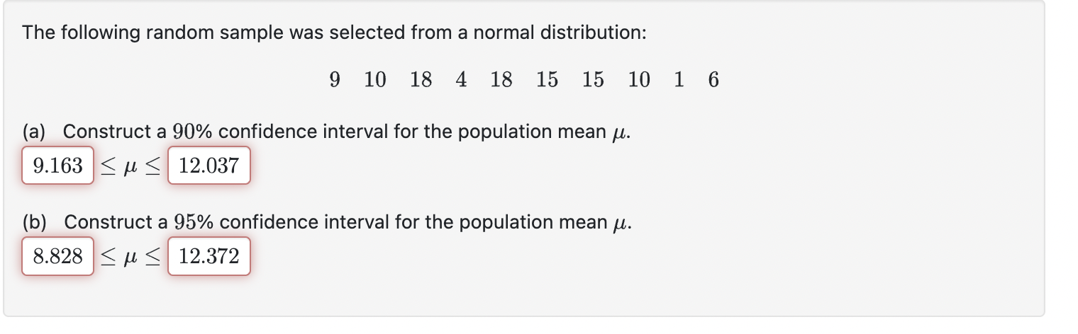 Solved The following random sample was selected from a | Chegg.com