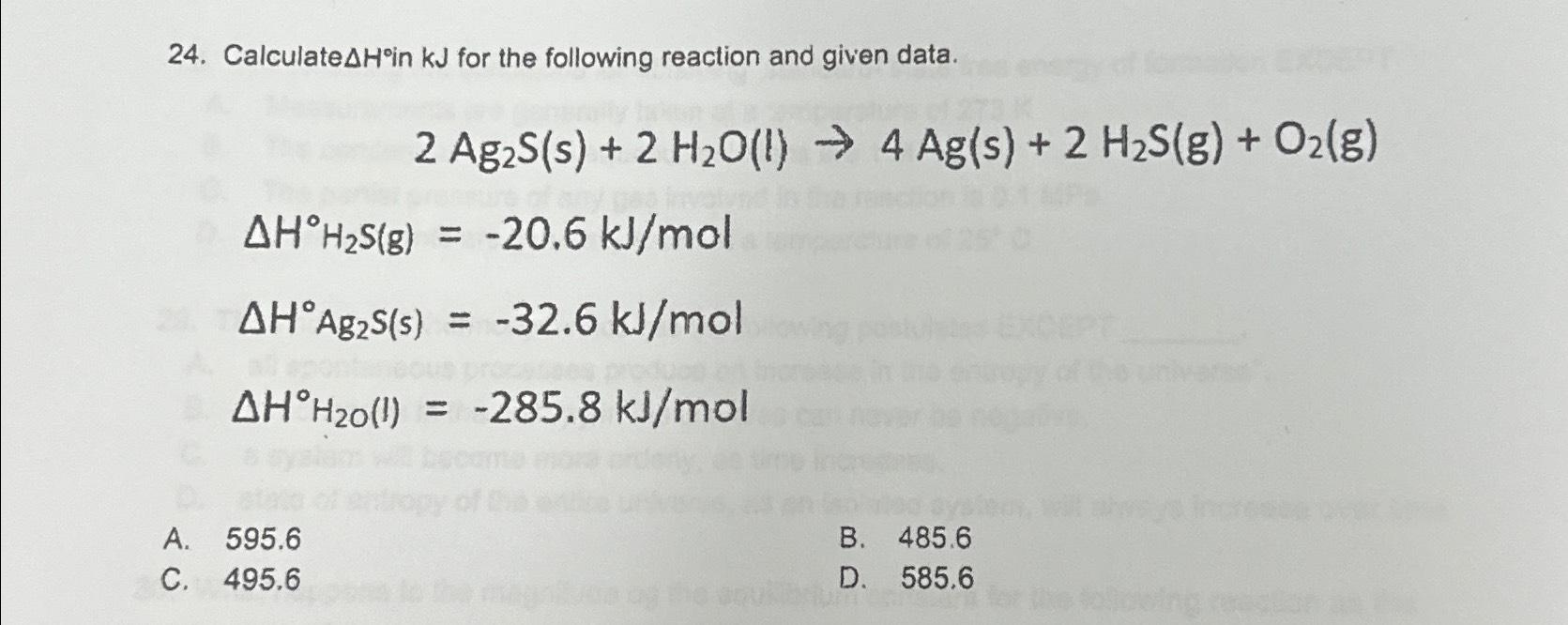 Solved Calculate ΔH° ﻿in kJ ﻿for the following reaction and | Chegg.com