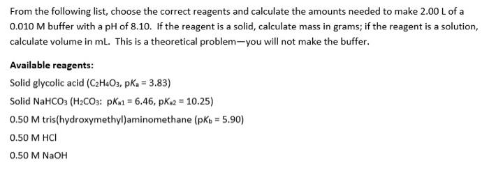 Solved From the following list, choose the correct reagents | Chegg.com