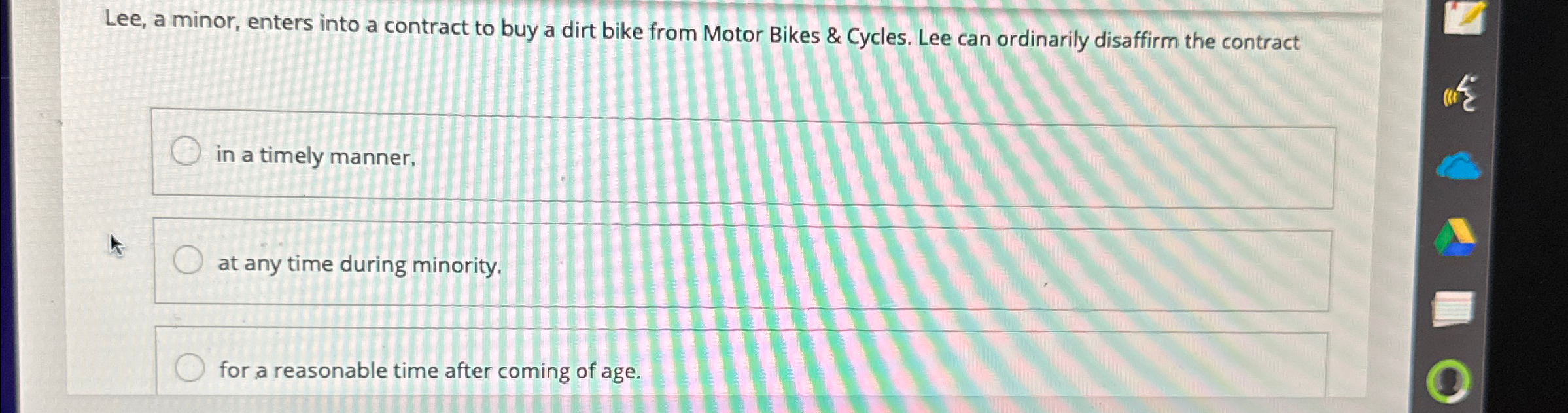 Solved Lee, a minor, enters into a contract to buy a dirt | Chegg.com