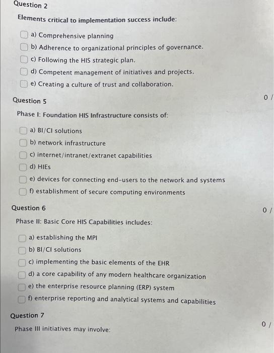 Solved Elements critical to implementation success include: | Chegg.com