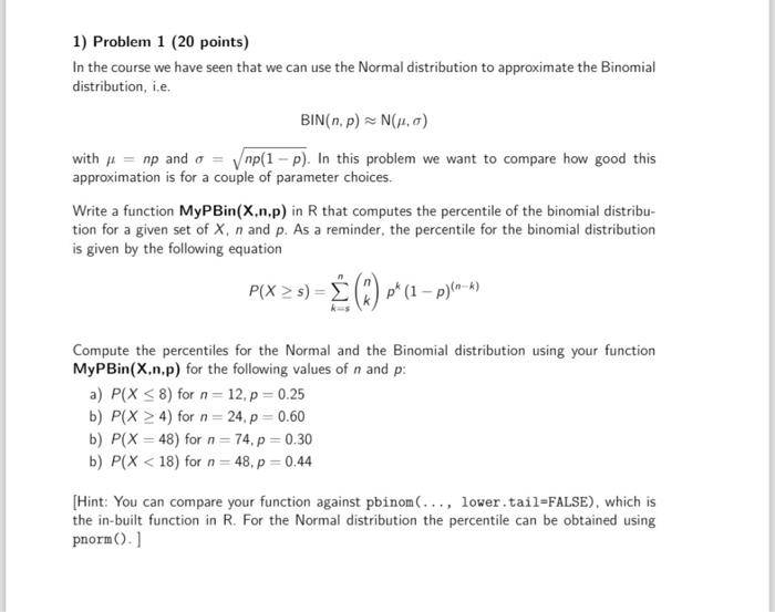 Solved 1) Problem 1 (20 points) In the course we have seen | Chegg.com