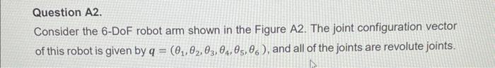 Solved Question A2. Consider the 6-DoF robot arm shown in | Chegg.com