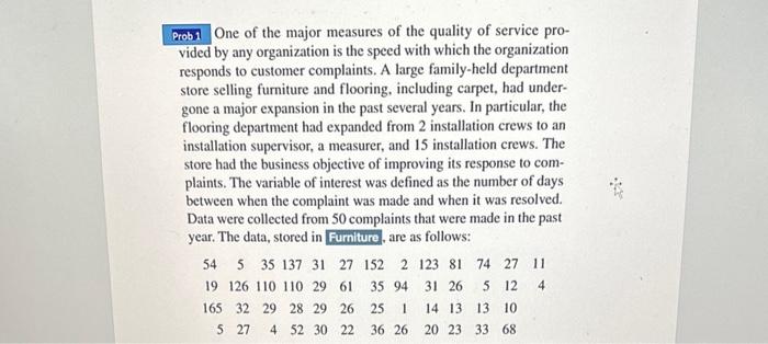 Solved Prob1 One of the major measures of the quality of | Chegg.com