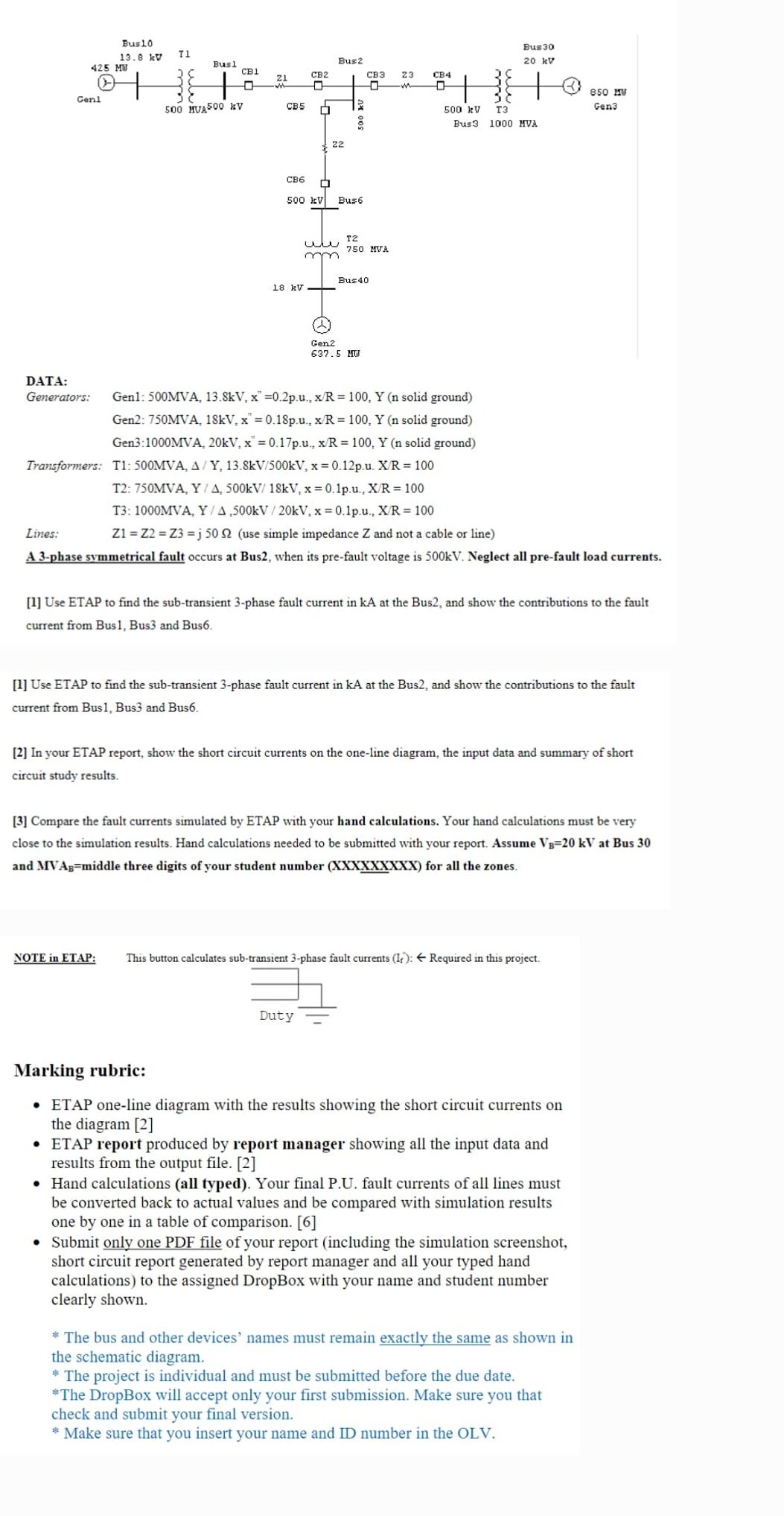 EET-322 ﻿Project on 3-phase Symmetrical Fault if My | Chegg.com
