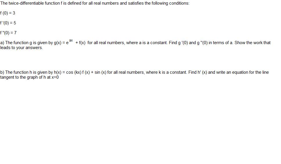 Solved The twice - differentiable function f is defined for | Chegg.com