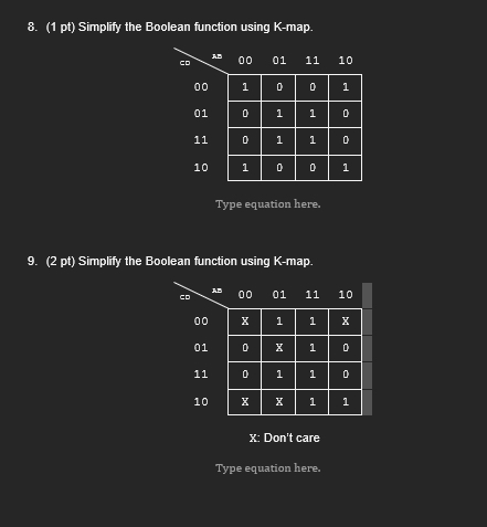 Solved (1 ﻿pt) ﻿Simplify the Boolean function using | Chegg.com