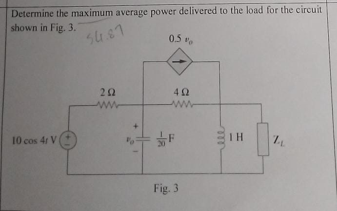 Solved Determine the maximum average power delivered to the | Chegg.com