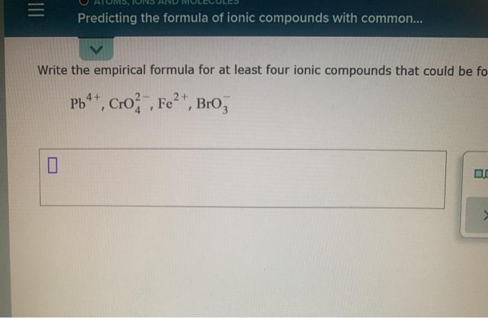 Solved Predicting the formula of ionic compounds with | Chegg.com
