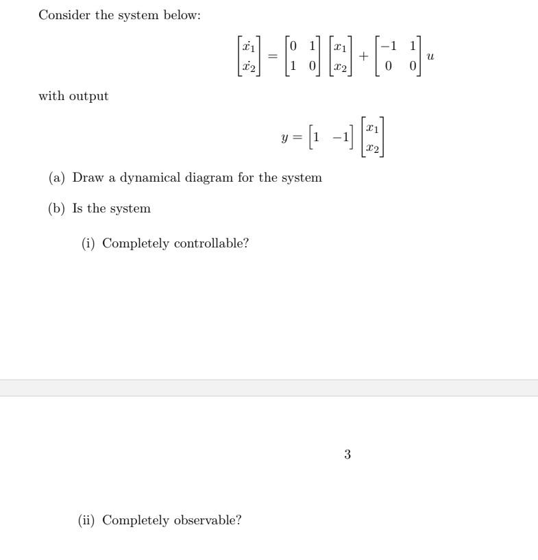 Solved Consider the system below: | Chegg.com