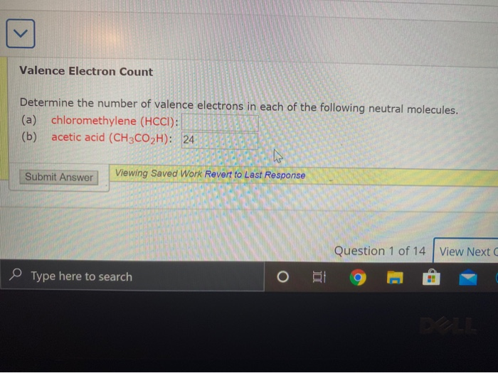 Solved Valence Electron Count Determine the number of | Chegg.com