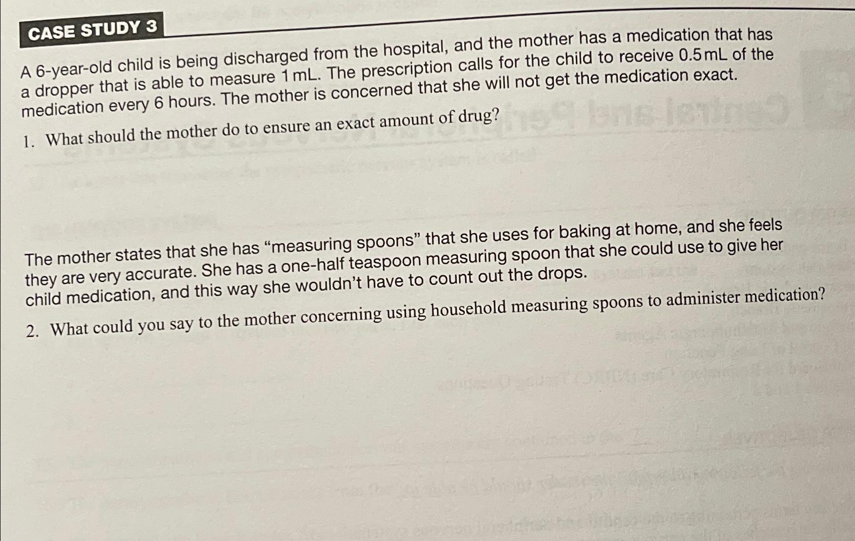 Solved CASE STUDY 3A 6-year-old child is being discharged | Chegg.com