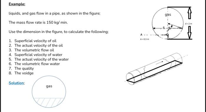 Solved Example: liquids, and gas flow in a pipe, as shown in | Chegg.com