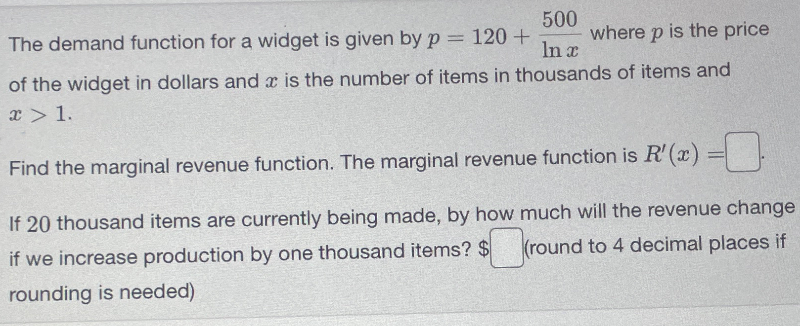 Solved The demand function for a widget is given by | Chegg.com