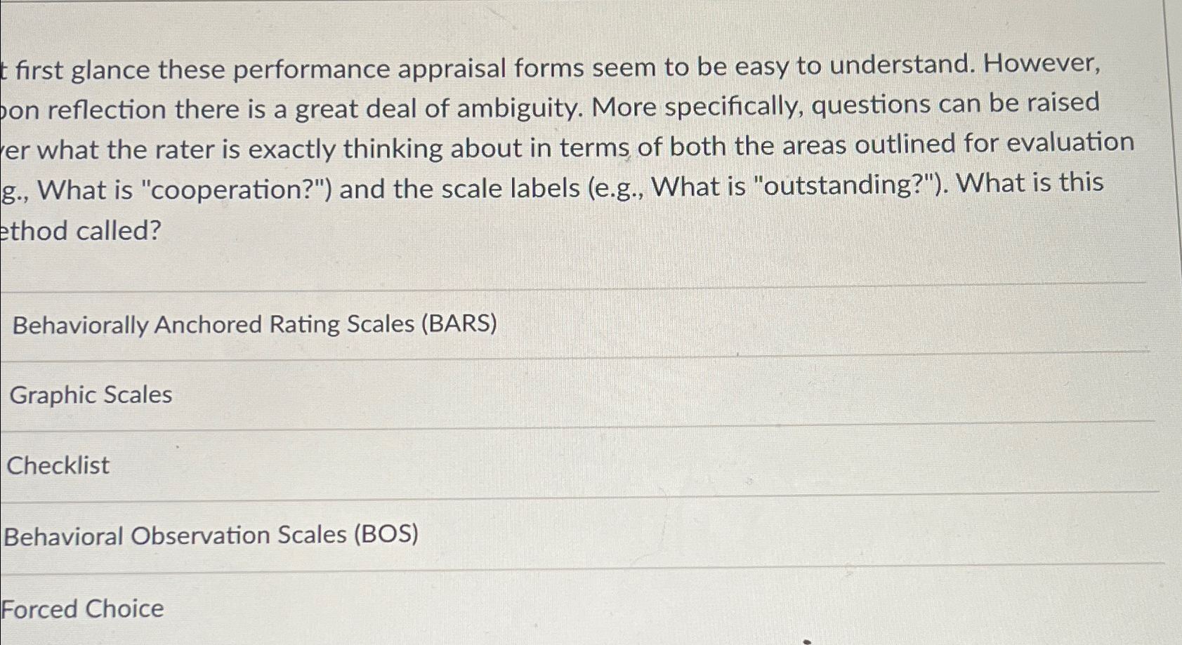 Solved first glance these performance appraisal forms seem | Chegg.com