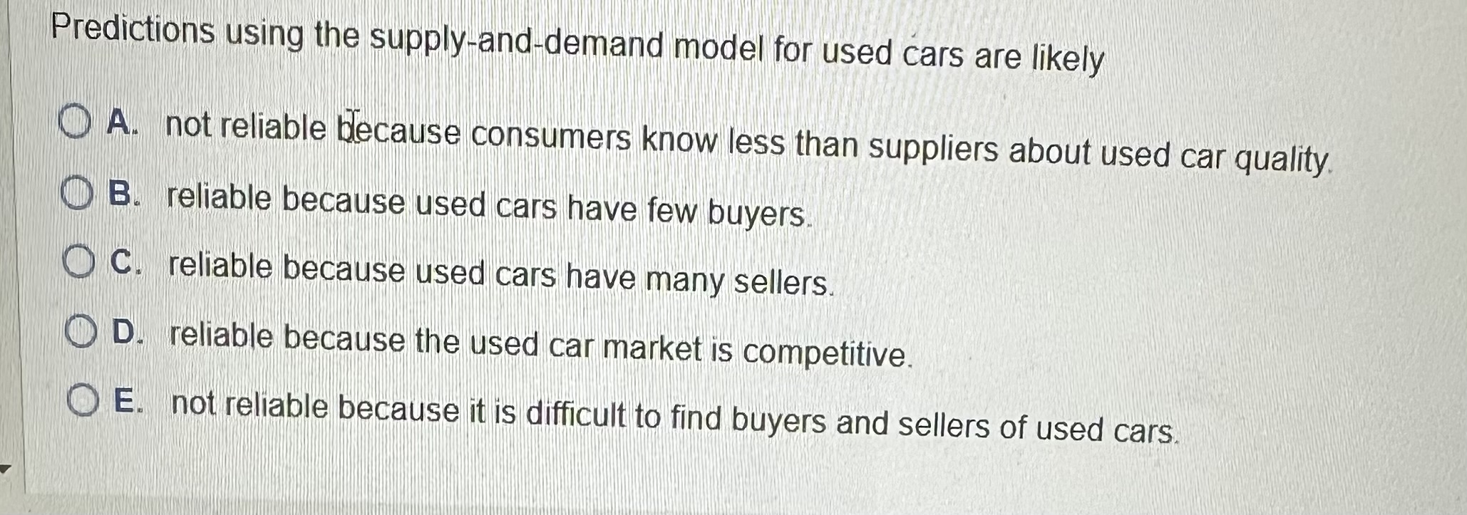 Solved Predictions using the supply-and-demand model for | Chegg.com