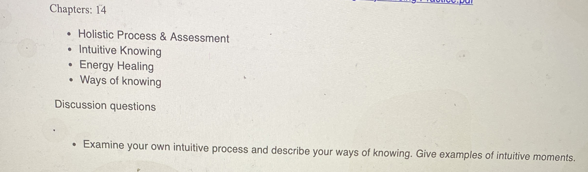 Solved Chapters: 14Holistic Process & AssessmentIntuitive | Chegg.com