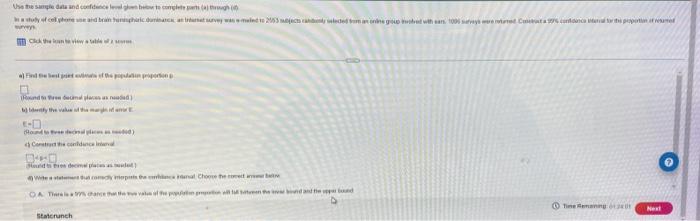 Solved Use the sample data and confidence level ghen below | Chegg.com