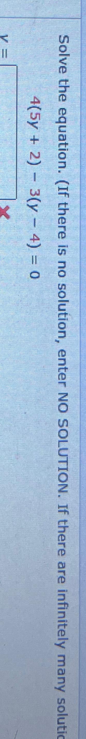 Solved Solve the equation. (If there is no solution, enter | Chegg.com