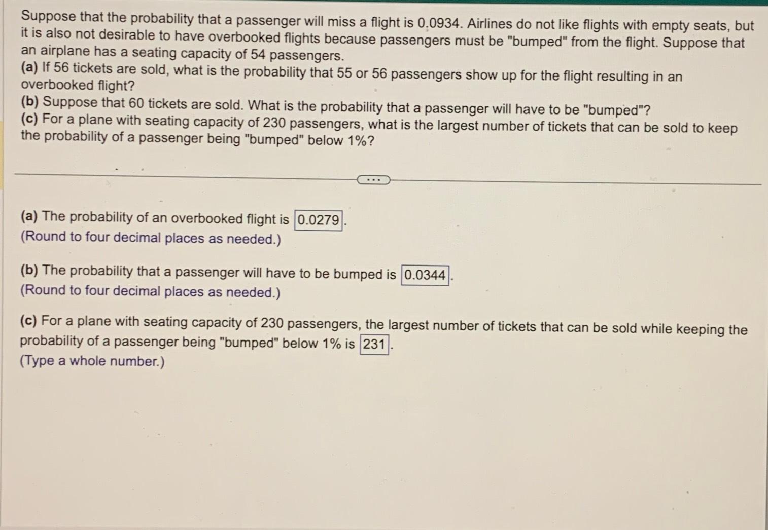 Solved Suppose that the probability that a passenger will | Chegg.com