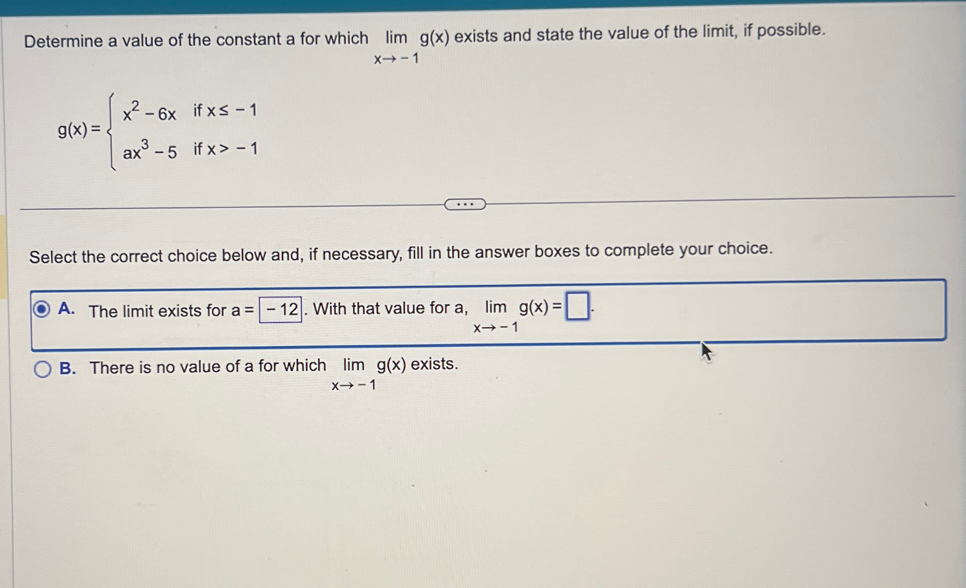 Solved Determine a value of the constant a for which | Chegg.com