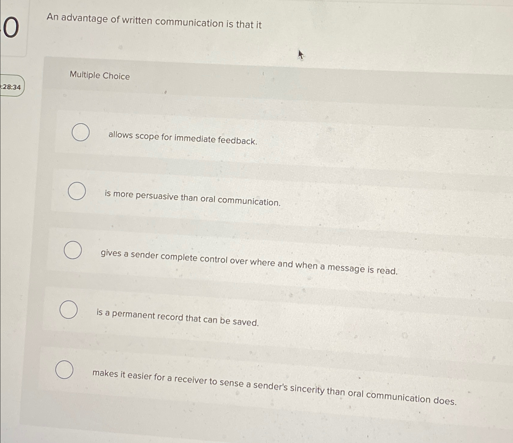 Solved An advantage of written communication is that | Chegg.com