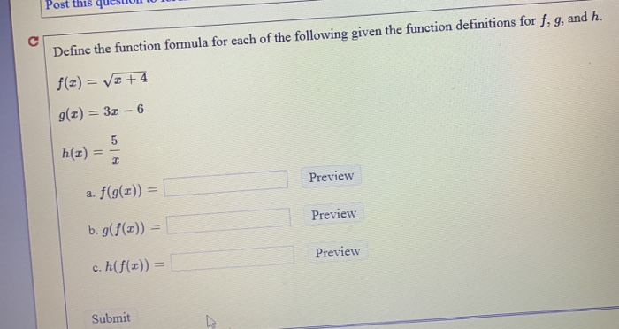 Solved Given the graphs of the functions, f and g, evaluate | Chegg.com