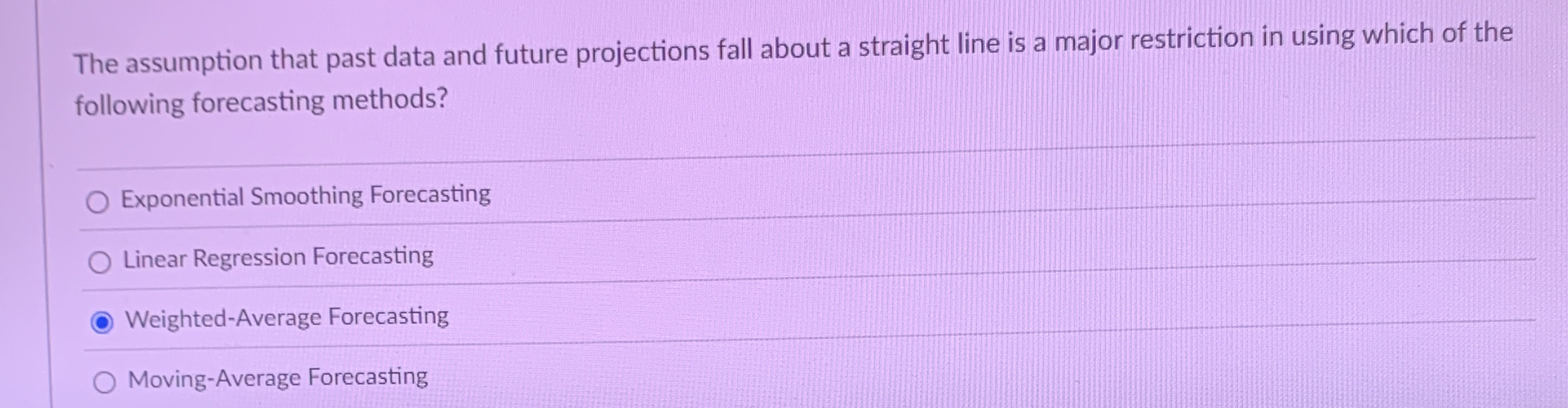 Solved The assumption that past data and future projections | Chegg.com