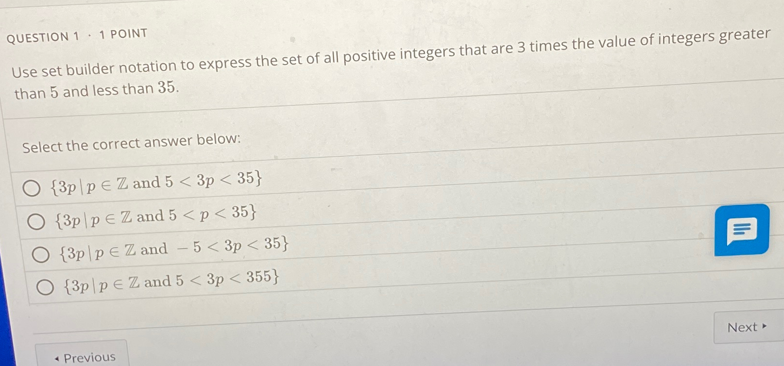 Solved QUESTION 1 - 1 POINTUse set builder notation to | Chegg.com Solved QUESTION 1 - 1 POINTUse set builder notation to | Chegg.com