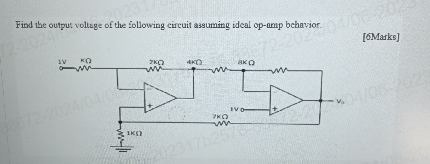 Solved Find the output voltage of the following circuit | Chegg.com