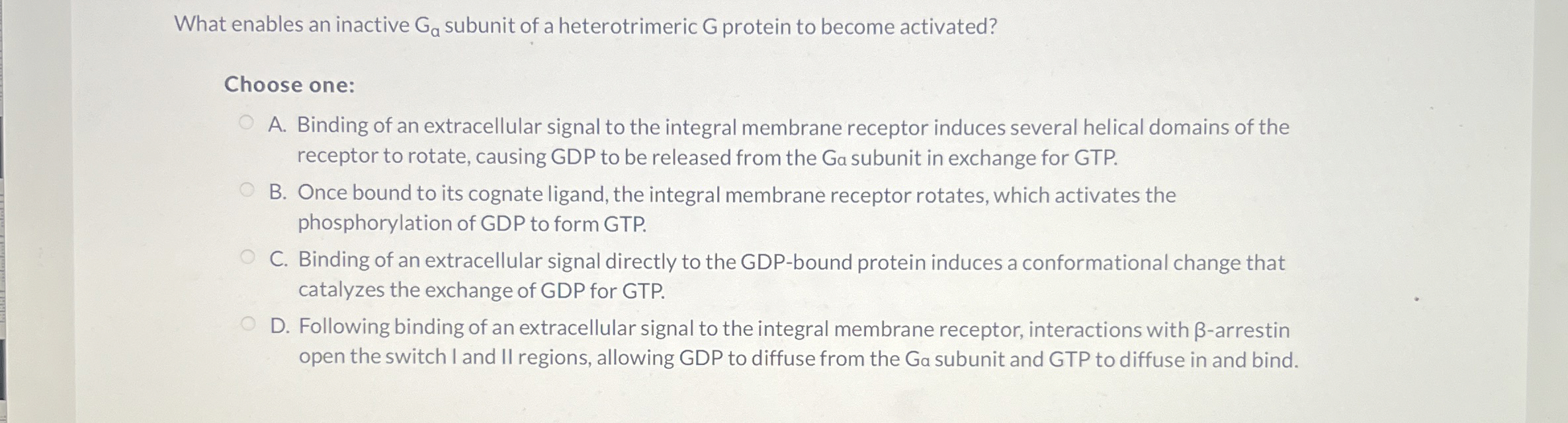 High Quality SOLUTION What enables an inactive Ga ﻿subunit of a | Chegg.com