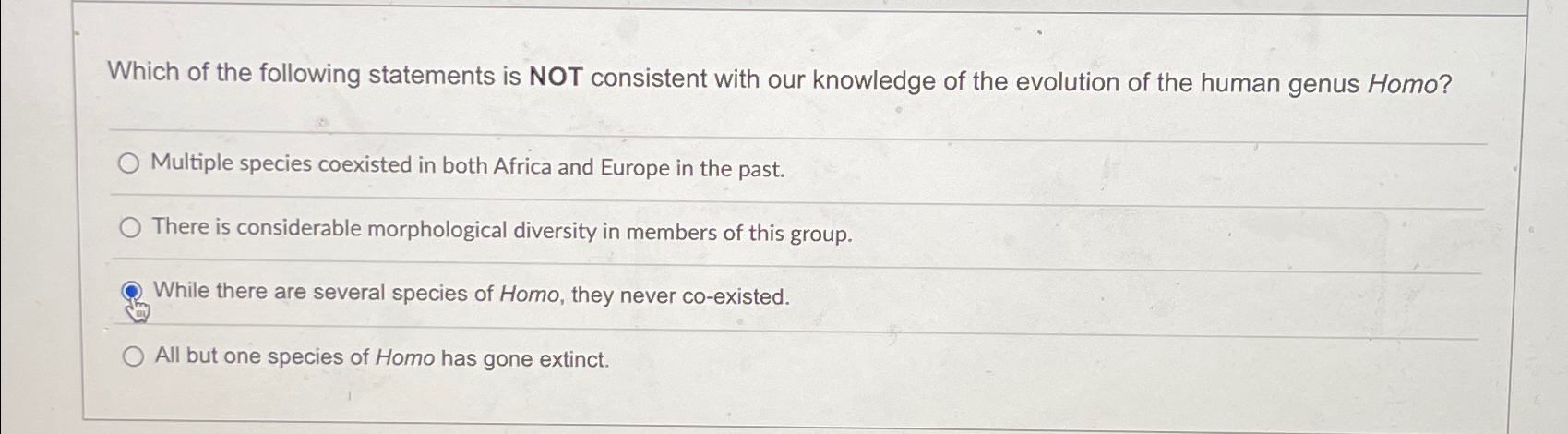 Solved Which of the following statements is NOT consistent | Chegg.com