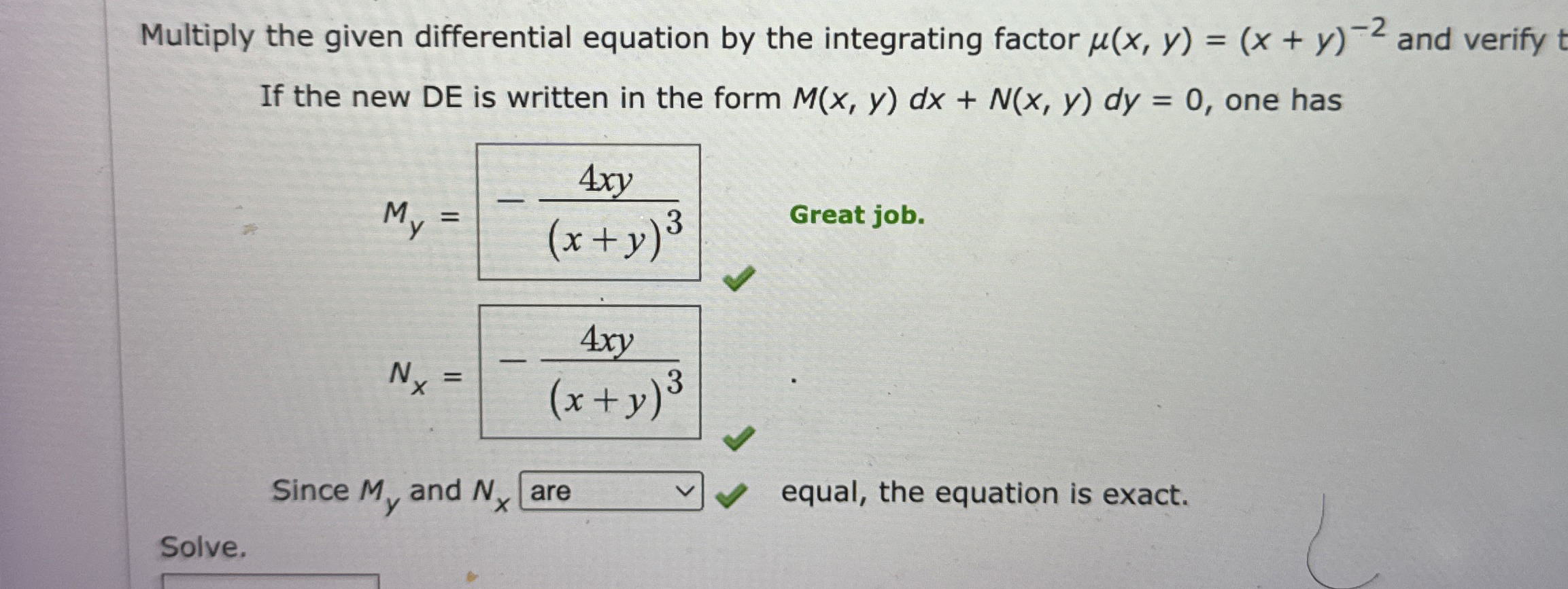 Multiply the given differential equation by the | Chegg.com