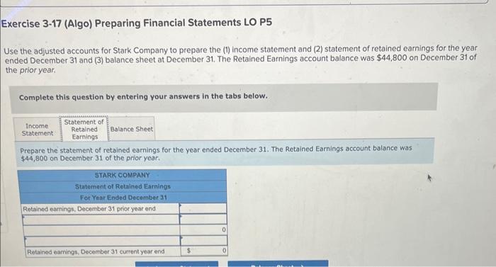 Jse the adjusted accounts for Stark Company to | Chegg.com