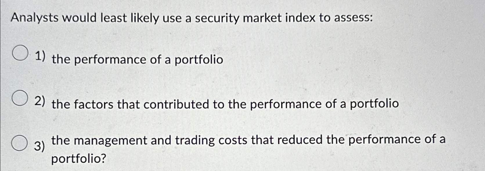 Solved Analysts would least likely use a security market | Chegg.com