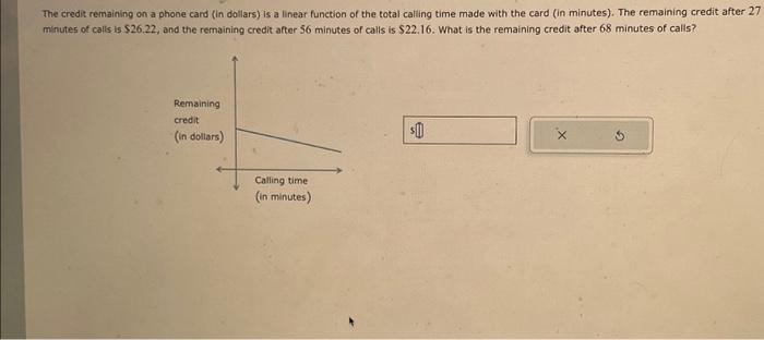 Solved The credit remaining on a phone card (in dollars) is | Chegg.com