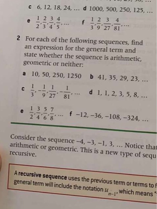 Solved C 6, 12, 18, 24, ... d 1000, 500, 250, 125, ... 1 2 3 | Chegg.com