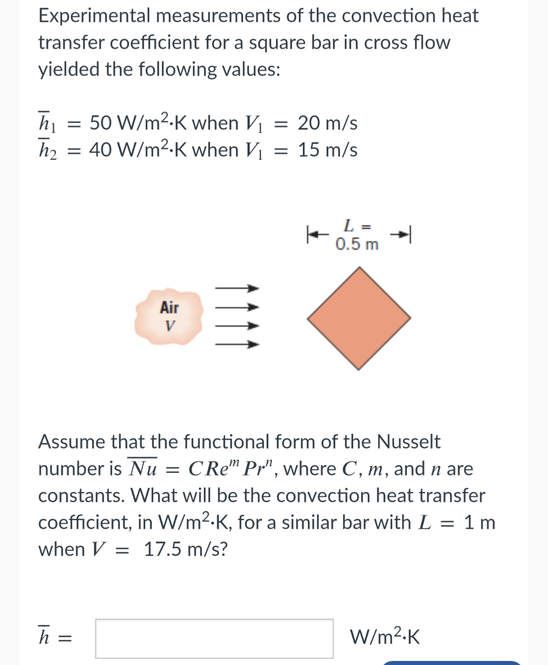 Solved Experimental measurements of the convection heat | Chegg.com