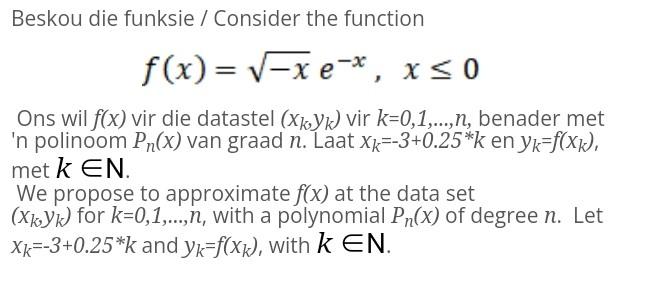Solved Beskou die funksie / Consider the function f(x)= | Chegg.com
