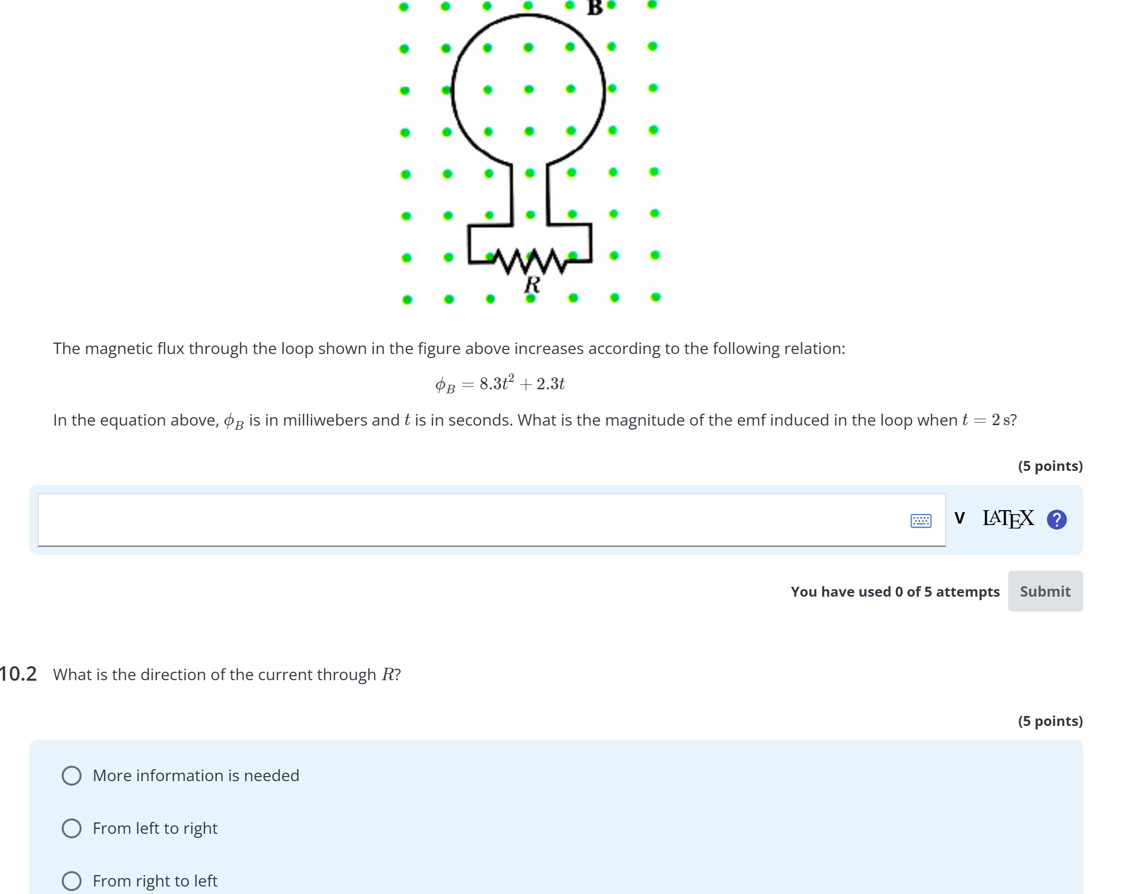 The magnetic flux through the loop shown in ﻿the | Chegg.com