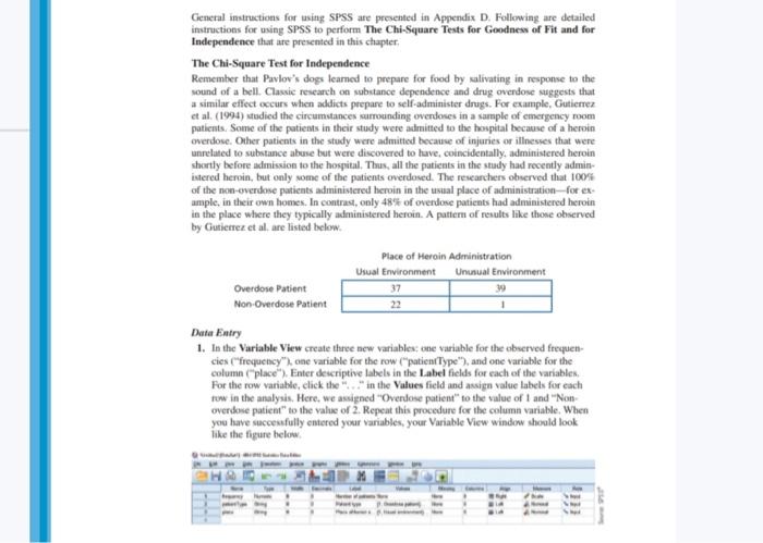 Solved General instructions for using SPSS are presented in | Chegg.com