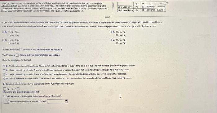 Solved The 10 soores for a ravoon samole of subecte with ow | Chegg.com