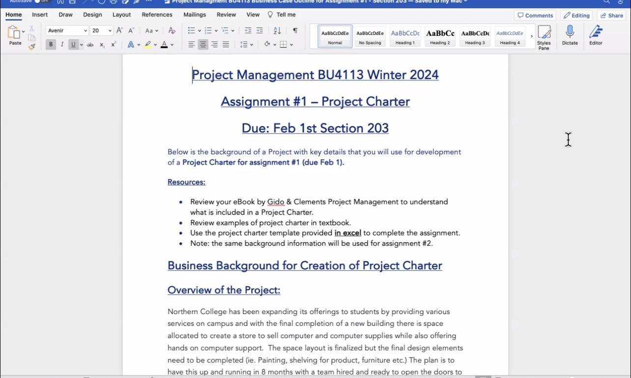 Solved Project Management BU4113 ﻿Winter 2024Assignment #1 - | Chegg.com